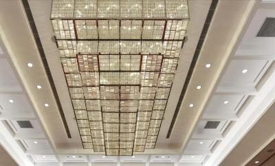China Modern Large Flush Mount Rectangle K9 Crystal Chandelier Lobby Pendant Light Banquet Hall Chandeliers for sale