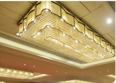 China Gold Pendant Lights Clear Crystal Rectangular Chandelier Saloon Living Dining Room Indoor Lighting Pendant Big Ceiling Hotels for sale