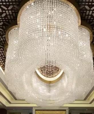 China Hotel Lobby Luxury Villa Crystal Round Long Ceiling Light Large Sales Department Sand Table Project Lamps for sale