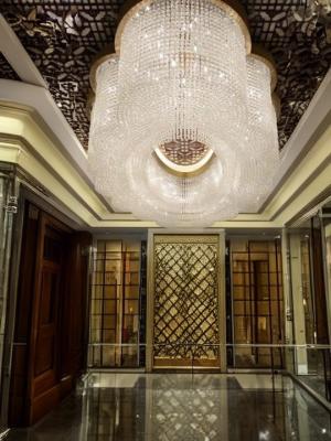 China Hotel Lobby Luxury Villa Crystal Round Long Ceiling Light Large Sales Department Sand Table Project Lamps for sale
