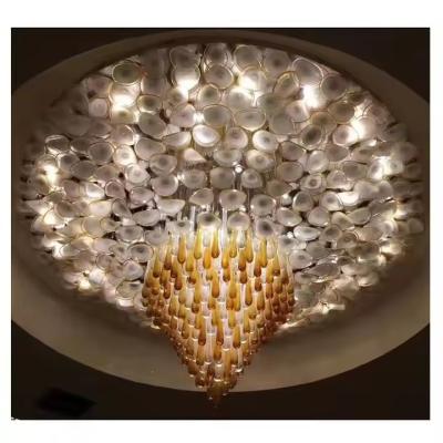 Cina Stile post-moderno candelabro personalizzato Hotel Lobby Business Center Grande cristallo lusso rotondo pendente a goccia d'acqua luce di soffitto a LED in vendita