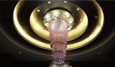 Cina Stile post-moderno candelabro personalizzato Hotel Lobby Business Center Grande cristallo lusso rotondo pendente a goccia d'acqua luce di soffitto a LED in vendita