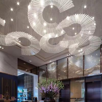 China Modern Luxury Unique Glass Engineering Non-customized Large Chandelier Lighting Interior Decoration Chandelier Light for sale