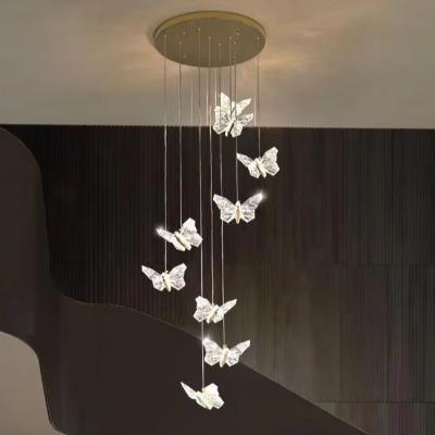 China Modern Simple Acrylic Transparent Butterfly Pendant Lamp Minimalist Multihead Hanging Design for Bedroom Bedside for Room for sale