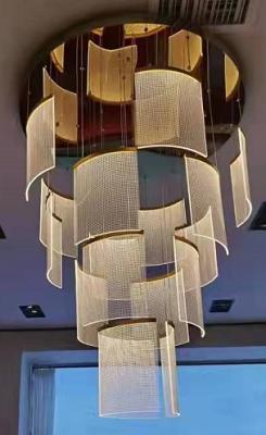 China European Round Gold Double Height Chandelier Hanging Light Nordic Led Pendant Lamp Indoor Home Modern Luxury Crystal Chandelier for sale