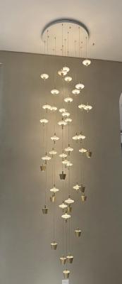 China Hotel Chandelier Luxury Rectangular Crystal Hanging Pendant Light Staircase Flower Ceiling Lamps for sale
