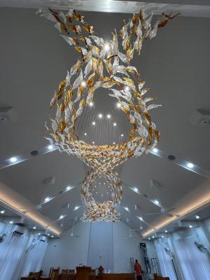 China Custom Lamp Large Integrated Chandelier Modern Nordic Glass Ceiling Hotels for sale