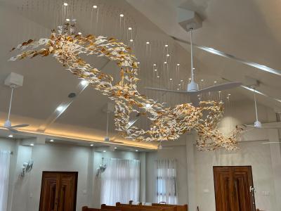 China Custom Large  Chandelier Hotel Villa Lobby Light Indoor Decoration Petals Pendant Lighting for sale