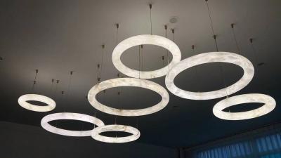 China Alabaster Marble Pendant Light Middle Sized Luxurious Brass Ceiling Fixture for sale