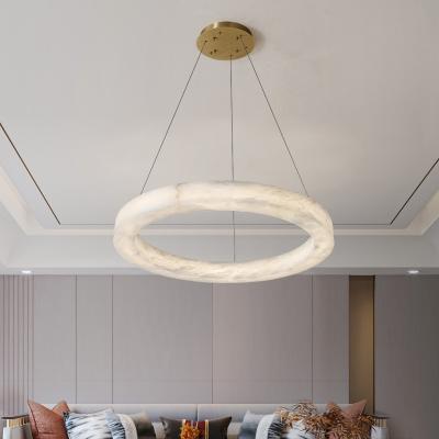 China Kitchen Island Marble Pendant Light  Modern Alabaster Brass Chandelier for sale