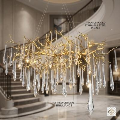 China Foyer Pendant Light Custom Made Golden Metal Body Adjustable Color Temperature 3000-6500K For Entrance for sale