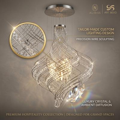 China European Style Crystal Ribbon Chandelier Custom Lighting Design LED 220V-240V 100W-300W Historic Palace for sale