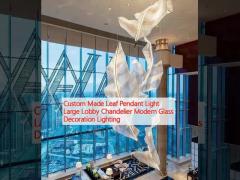 Luces de colgante de hojas hechas a medida Gran pasillo Lustrero Iluminación de decoración de vidrio moderno