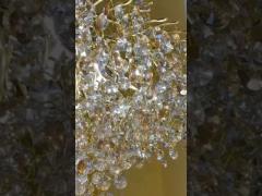 Moderne restaurant kroonluchter 3000-6500K Alle koperen tak Crystal Stone kroonluchter