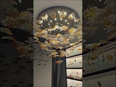 Loft Building Staircase Crystal Pendant Lamp With Transparent Design And Iron Work Material