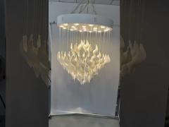 Luxe kristalkroonluchter in de vorm van een ventilator Hoog plafond lange trapkroonluchter voor familie Villa hotel decoratie