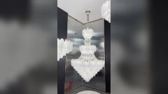 Factory Handcrafted Navy Blue Glass Chandelier with Brass Finish for Living Dining Room Bedroom Ligh