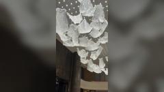 Custom  European Style Amber Glass Fallen Leaves Living Room Aesthetic Decorative Ceiling Lamps