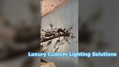 Modern European Crystal Ribbon Chandelier Tailor Made Luxury Pendant Ceiling Light
