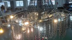 Double-Tier Glass Drum Chandelier Gold Iron Frame Custom Hotel Villa Club Dining Luxury Pendant L