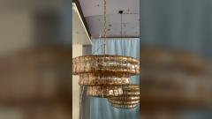 Custom European Modern Unique Circle Ring Lighting White Natural Led Alabaster Chandelier For Livi