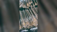 Staircase Crystal Ribbon Pendant Light Custom European Chandelier LED Brushed Hanging