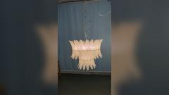 Glass Drum Foyer Chandelier Titanium Gold Hotel Villa Entrance Warm Luxury Pendant Light Fixture Dem