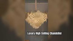 Luxury Glass Bamboo Leaf Chandelier for High Ceilings