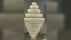 Customized Luxury Hotel Lobby Multi-Tier Crystal Large Chandelier Gold Finish Grand Entrance Lightin