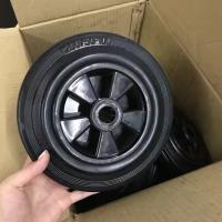 China 125mm Industrial Rubber Trash Bin Wheels with 32mm Tread Width for Garbage Cans and Carts for sale