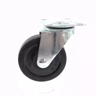 China Black Light Duty Caster Wheels 3 Inch Rubber Caster Wheels 75mm Rotating Smooth Running for sale