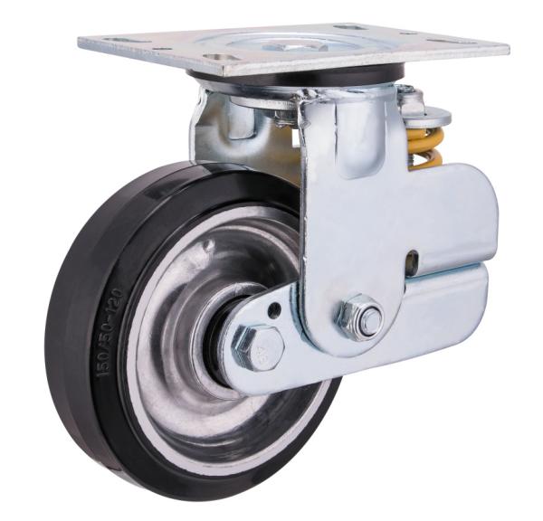 Quality Aluminum Core Rubber Spring Loaded Castor Wheels 150mm 200mm Diameter for sale