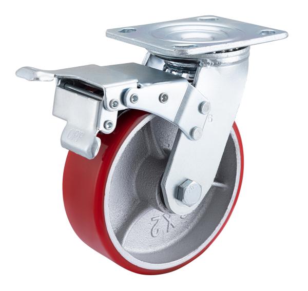 Quality Heavy Duty Castors Impact Resistant Cast PU on Cast Iron Industrial Caster Wheel for sale