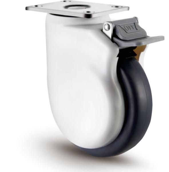 Quality Medium Duty Elastic TPR Caster Wheels 100mm 125mm With Thread Guard for sale