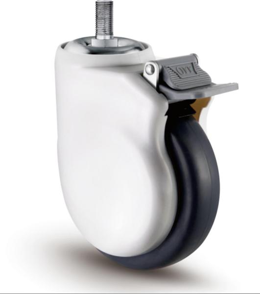 Quality Medium Duty Elastic TPR Caster Wheels 100mm 125mm With Thread Guard for sale