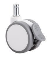 Quality 2.5 Inch White Silent Twin Wheel Caster With Top Plate / Single Brake for sale