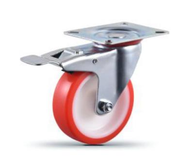 China 75mm 100mm 125mm Caster Wheels Industrial PU Caster Wheel 3 inch 4 inch for sale