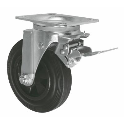 China 6/8 Inch 150/200kg Load Capacity Black Rubber Polypropylene Swivel Caster with Brake for sale