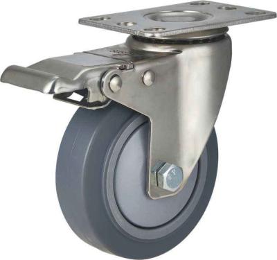 China Single Bearing TPR Medium Casters Industrial Swivel Brake Wheel for Store Display Fixtures for sale