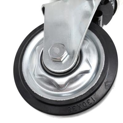 China Double Ball Bearing 100 mm Japanese Heavy-Duty Steel Rim Elastic Rubber Wheel Swivel Caster for sale