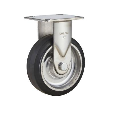 China Heavy Duty 304 Stainless Steel Swivel Black Rubber Casters – 4″ / 5″ / 6″ / 8″ Sizes with 250–450 kg Load Capacity for sale