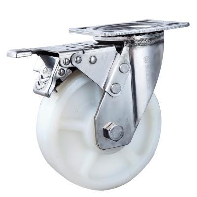 China 4 / 5 / 6 / 8 Inch Heavy Duty Nylon Wheel Stainless Steel Swivel Casters for sale