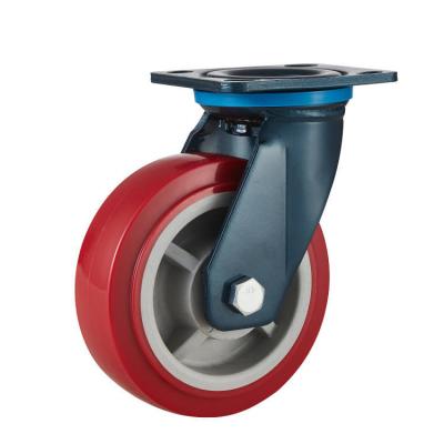 China 4 / 5 / 6 / 8 Inch Heavy Duty Red PU Caster Wheels for Trolley for sale