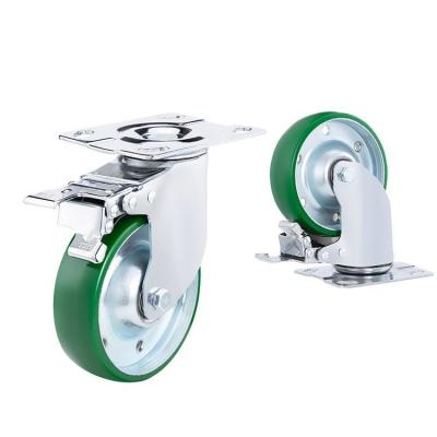 China Industrial Steel Rim Cast PU Caster Wheels Heavy Duty Polyurethane Casters Shock Absorbing for sale