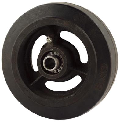 China Heavy Duty 4 Inch Cast Iron Core Rubber Swivel Caster Wheel with Top Plate and Brake for sale