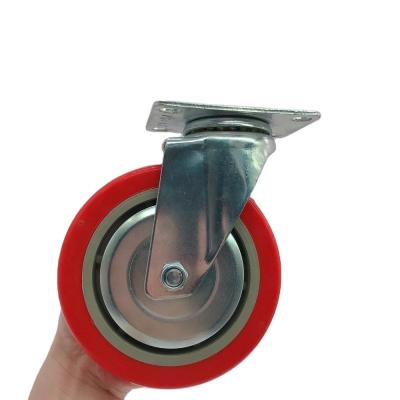 China Medium Duty 3 / 4 / 5 Inch Red PVC Universal Caster Wheels with Single Ball Bearing for sale