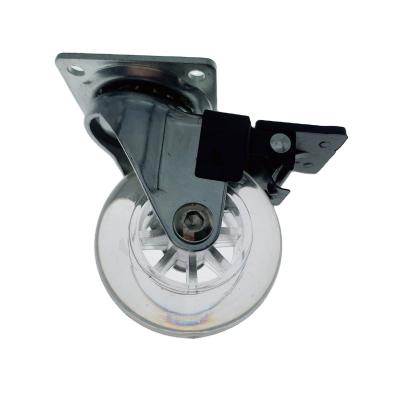 China 2 Inch Transparent Crystal PU Castors with Brake – Chrome Bracket Furniture Caster Wheels for sale