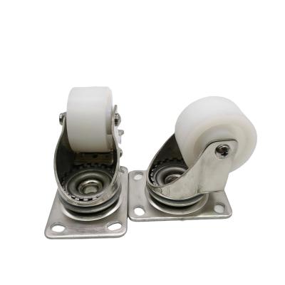 China Heavy Loading 2.5″ Top Plate Swivel 304 Stainless Steel Caster with Total Brake – PA Nylon Wheel Plain Bearing Casters for sale