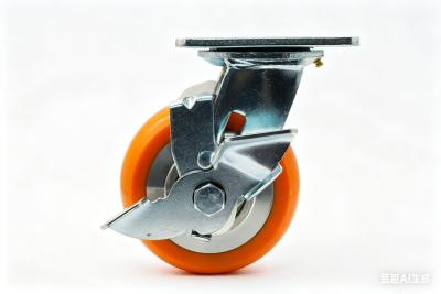 China Side Brake Wheel Lock Swivel Cast PU On Aluminum Core Heavy Duty Industrial Castor Wheel for sale