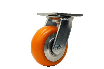 China Zinc Plated Steel Zerk Axle And Lock Nut Extra Thick Polyurethane Tread on Aluminum Core Castor for sale